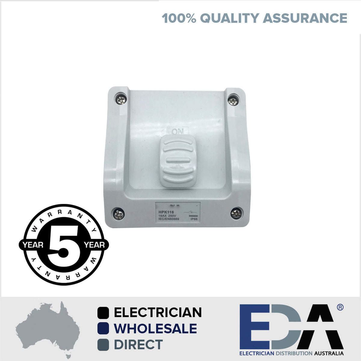 15 Amp Weatherproof Single 1 gang Switch IP Rated Outdoor Waterproof E ...