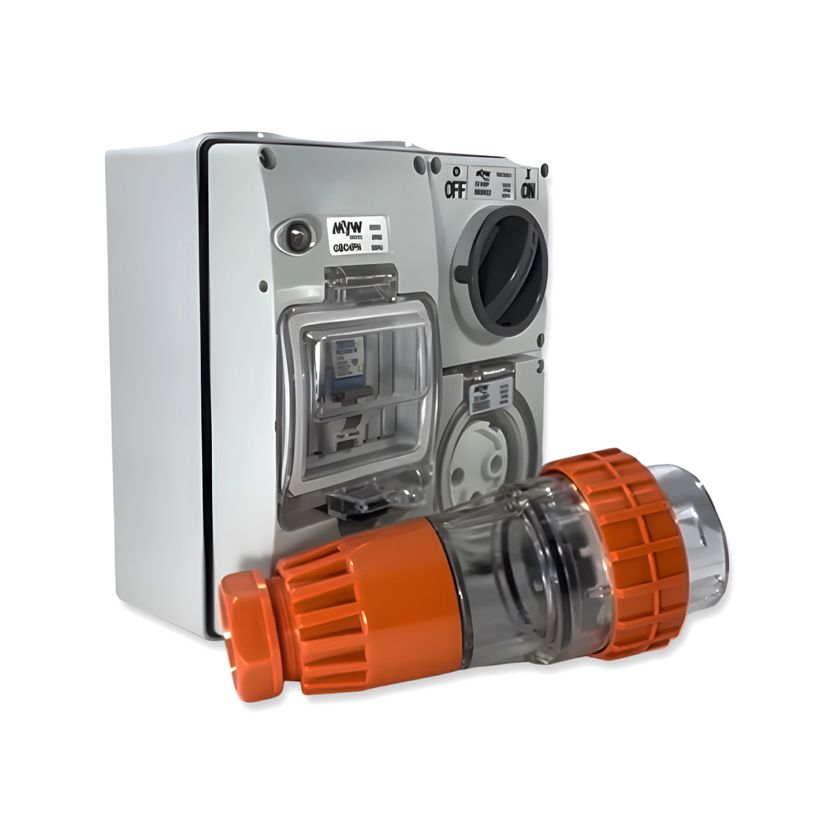 3 round pin 32 Amp RCBO Protected Outlet & Plug IP66 Industrial Carava ...