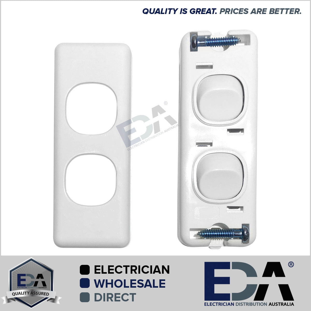 2 Gang Architrave Light Switch Double White Electrical Narrow Arc Slim ...