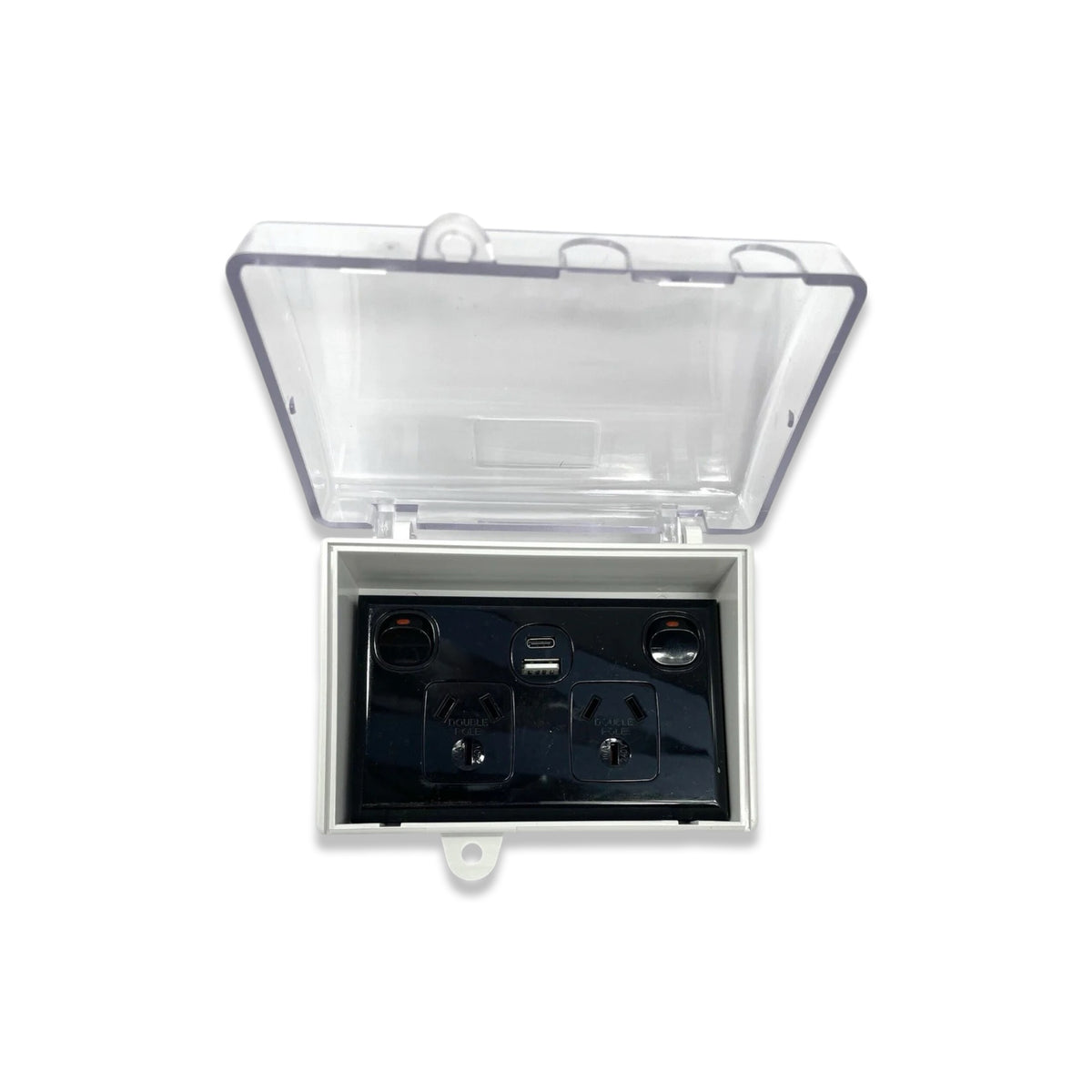 USBC + USB A Fast Charge Black IP66 Weatherproof DOUBLE POLE Double Po ...